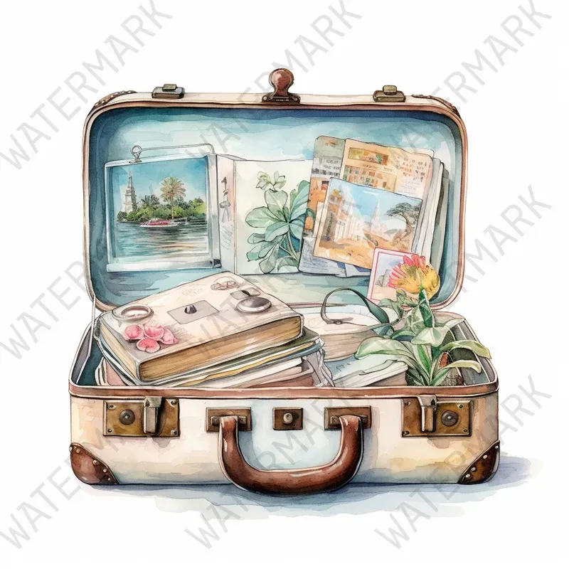 Traveling Watercolor Clipart Adventures Midjourney Prompt | PromptBase