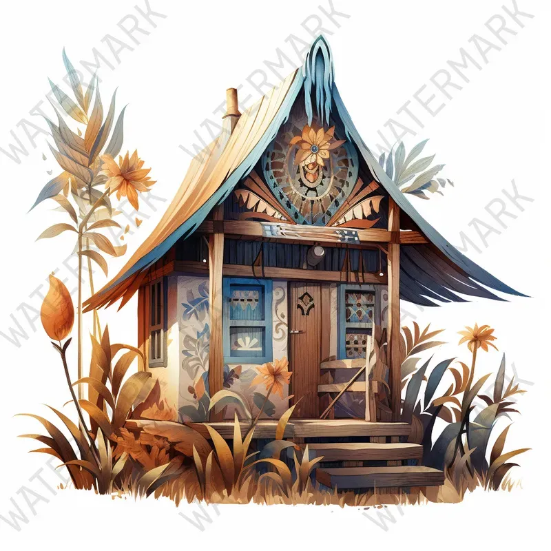 Boho Watercolor Cliparts Bohemian Icons Midjourney Prompt | PromptBase