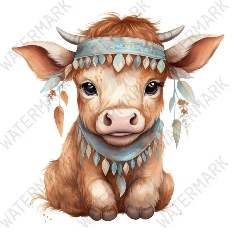 Boho Watercolor Cliparts Bohemian Icons Midjourney Prompt | PromptBase