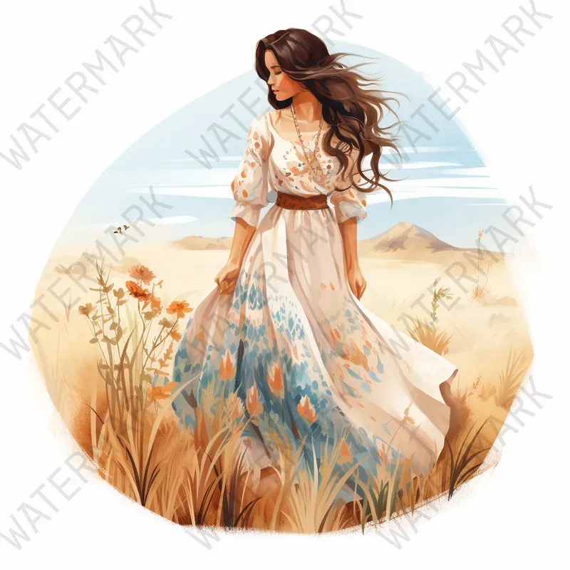 Boho Watercolor Cliparts Bohemian Icons Midjourney Prompt | PromptBase