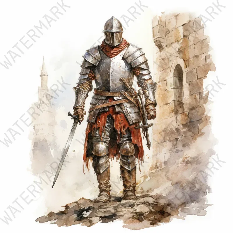 Medieval Watercolor Historic Clipart Art Midjourney Prompt | PromptBase