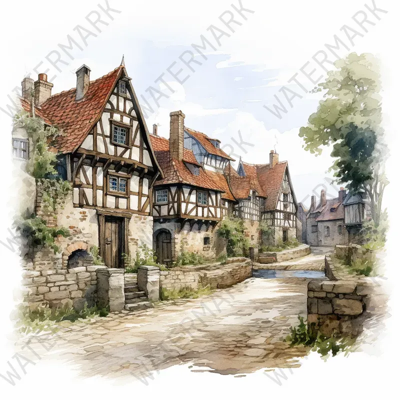 Medieval Watercolor Historic Clipart Art Midjourney Prompt | PromptBase