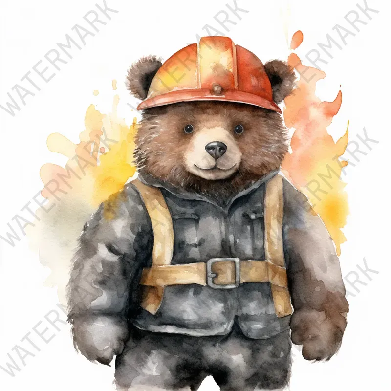 Firefighter Watercolor Clipart Firemen Midjourney Prompt | PromptBase