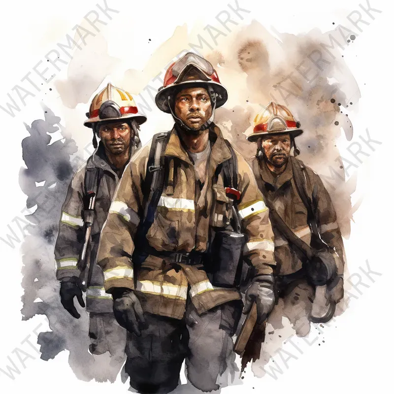 Firefighter Watercolor Clipart Firemen Midjourney Prompt | PromptBase