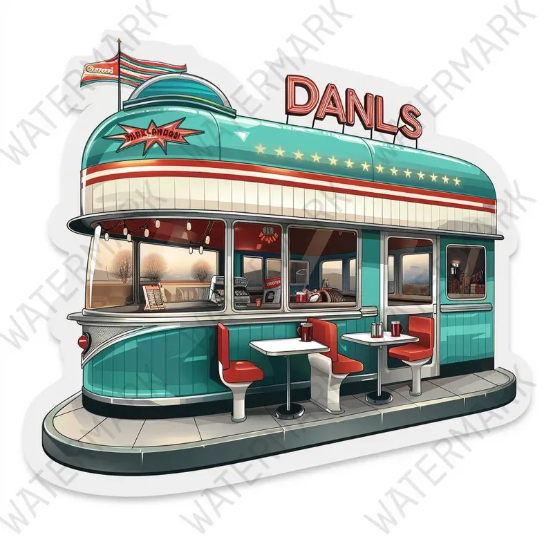 1950s Retro Vintage Stickers Midjourney Prompt | PromptBase