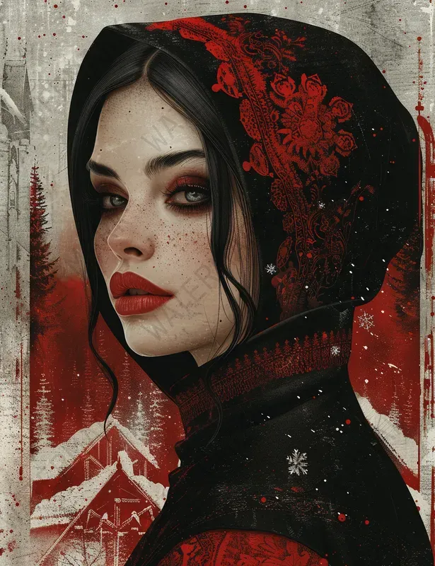 Ice Red Winter Queen Digital Pages Midjourney Prompt | PromptBase