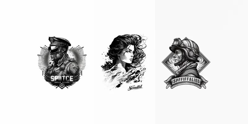 Simple Greyscale Logos Midjourney Prompt | PromptBase