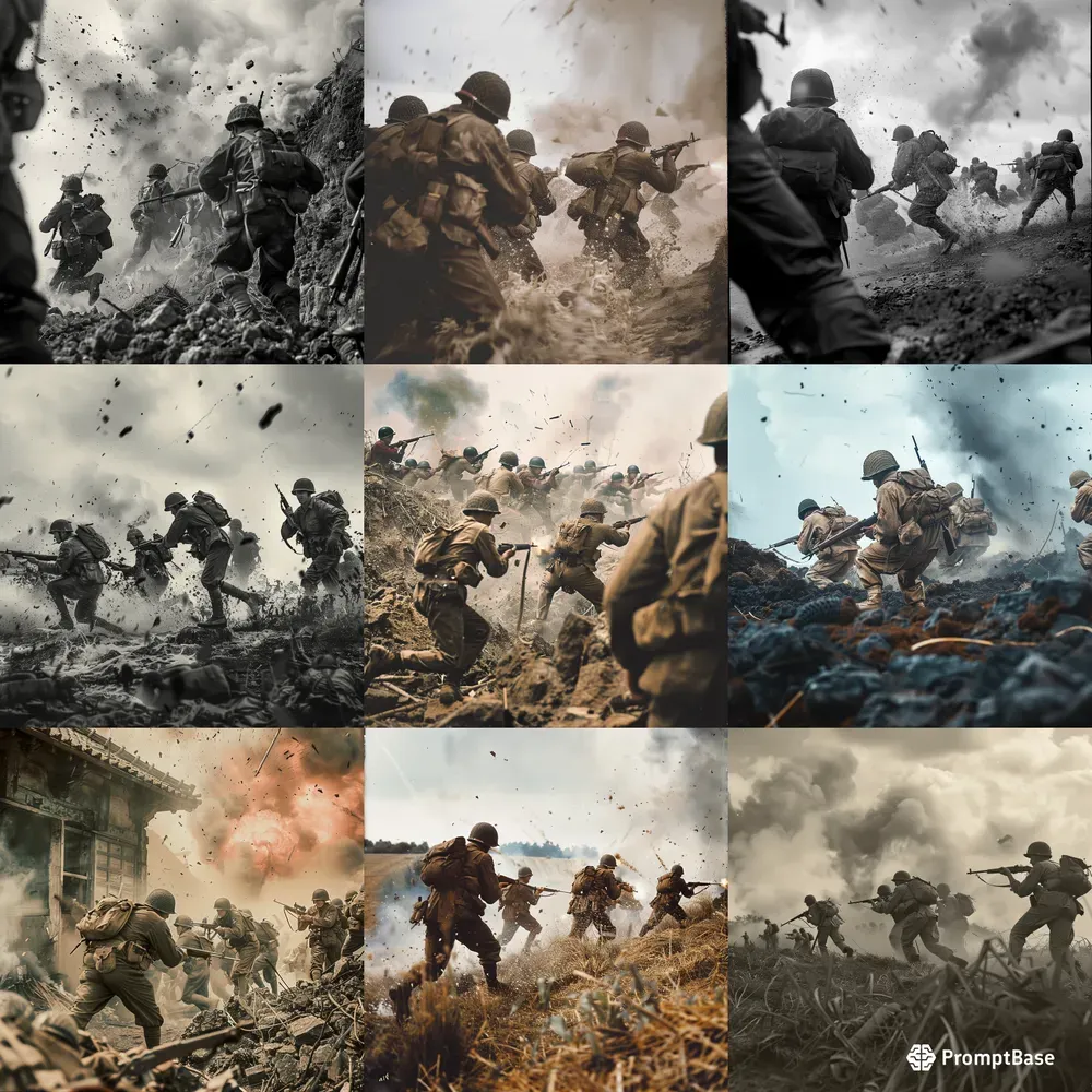 Realistic Action Ww2 Photos Midjourney Prompt | PromptBase