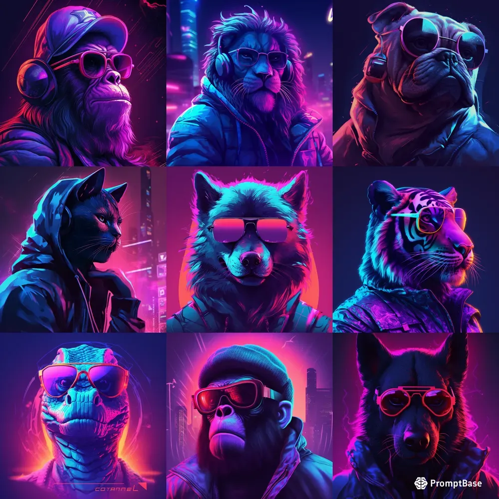 Synthwave Animals Midjourney Prompt | PromptBase