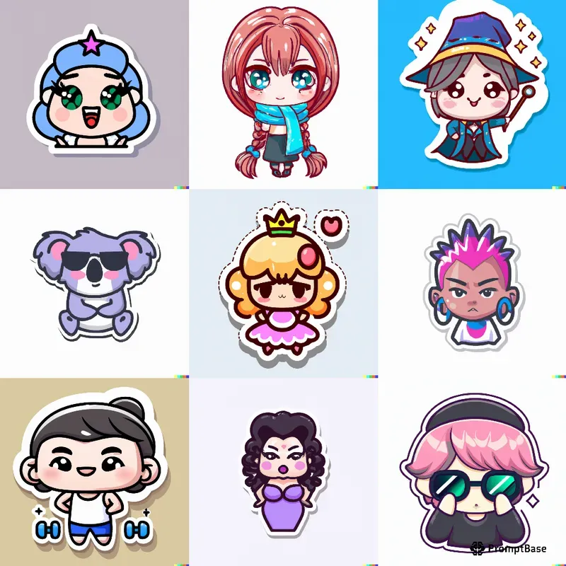 Chibi Characters Stickers DALL·E Prompt | PromptBase