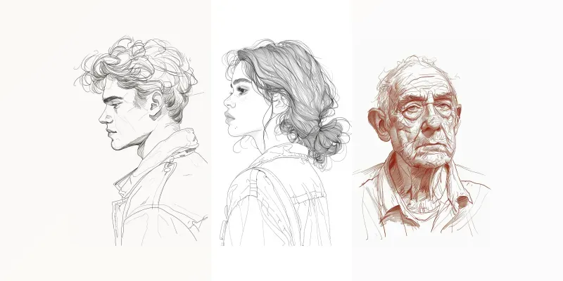 Expressive Line Art Portrait Sketches Midjourney Prompt | PromptBase