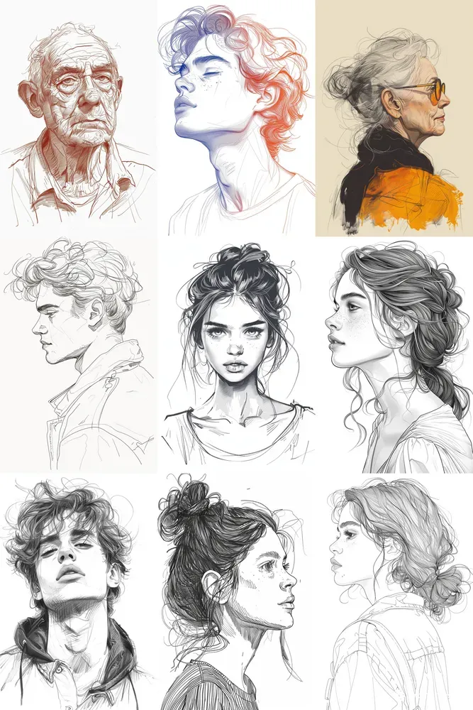 Expressive Line Art Portrait Sketches Midjourney Prompt | PromptBase