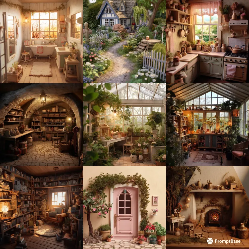 Cottagecore Mini Scenes Midjourney Prompt | PromptBase