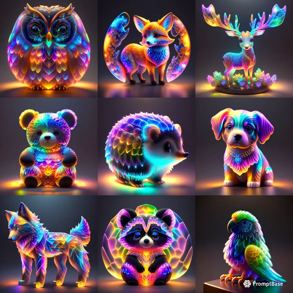 Crystal Iridescent Animals Stable Diffusion Prompt | PromptBase