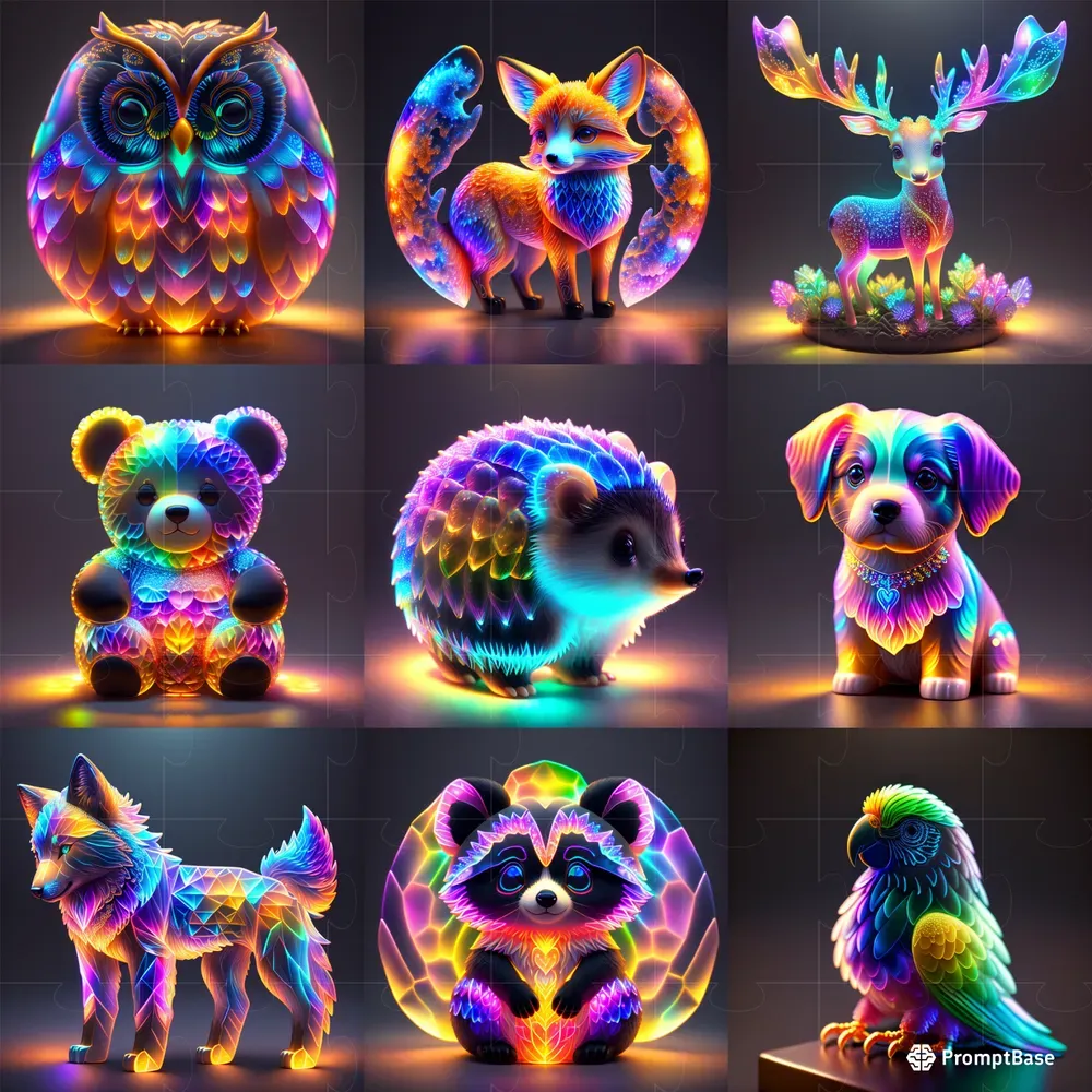 Crystal Iridescent Animals Stable Diffusion Prompt | PromptBase