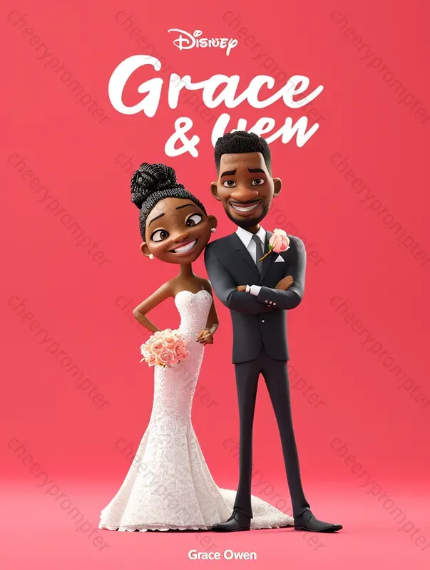 Disney Bride And Groom With Text Midjourney Prompt | PromptBase