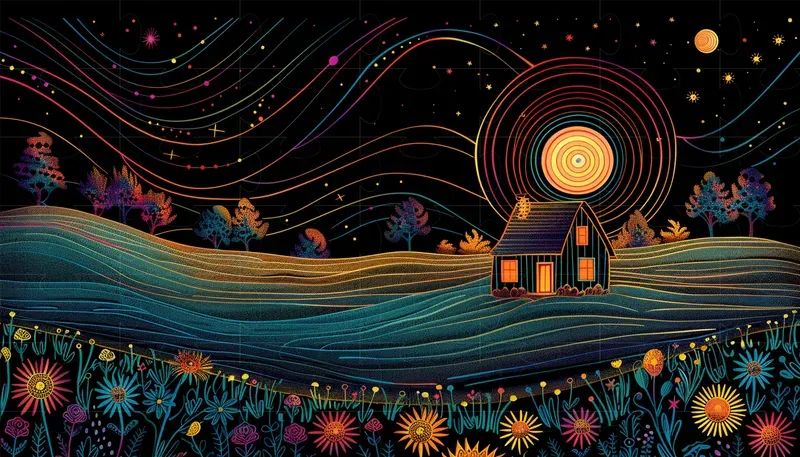 2D Glowing Line Illustration Neon Sign Midjourney Prompt | PromptBase