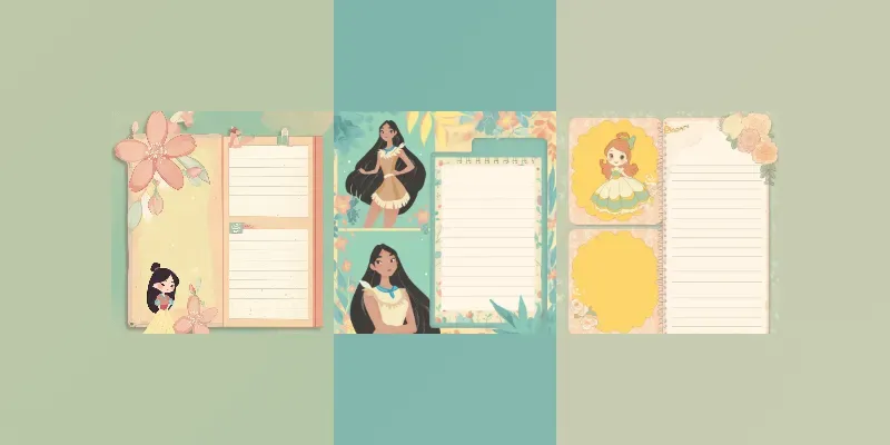 Disney Princess Notepads Midjourney Prompt | PromptBase