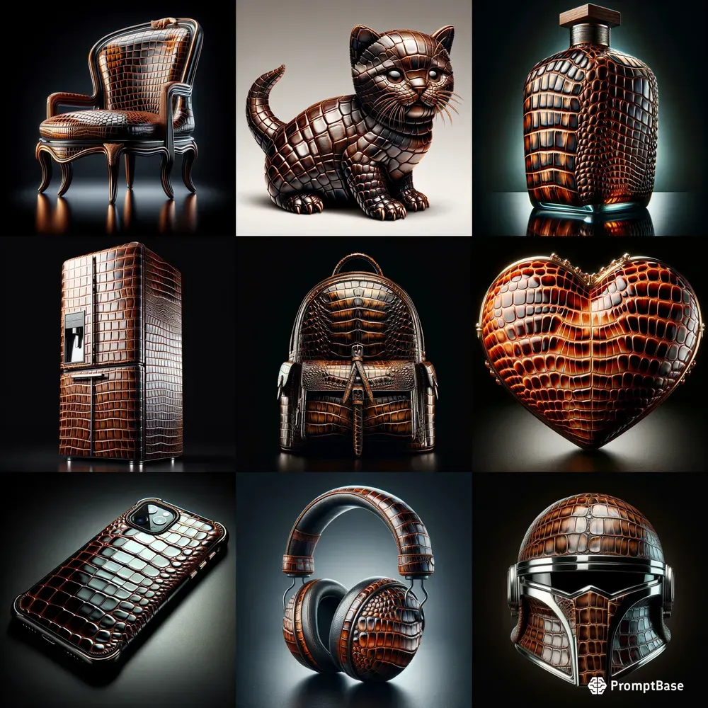 Crocodile Leather Style Objects DALL·E Prompt | PromptBase