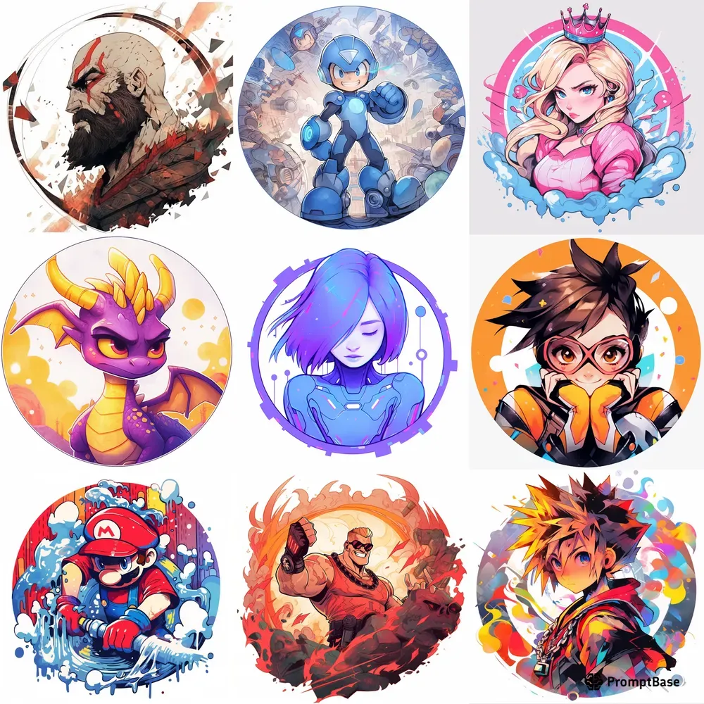 Circular Character Illustrations Midjourney Prompt | PromptBase