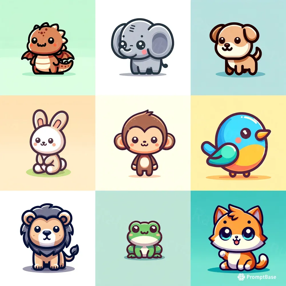 Cute Animal Icons DALL·E Prompt | PromptBase