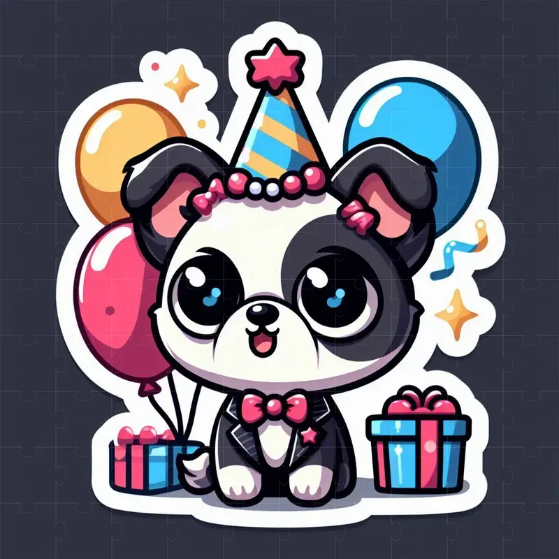 Cute Chibi Animal Birthday Stickers DALL·E Prompt | PromptBase