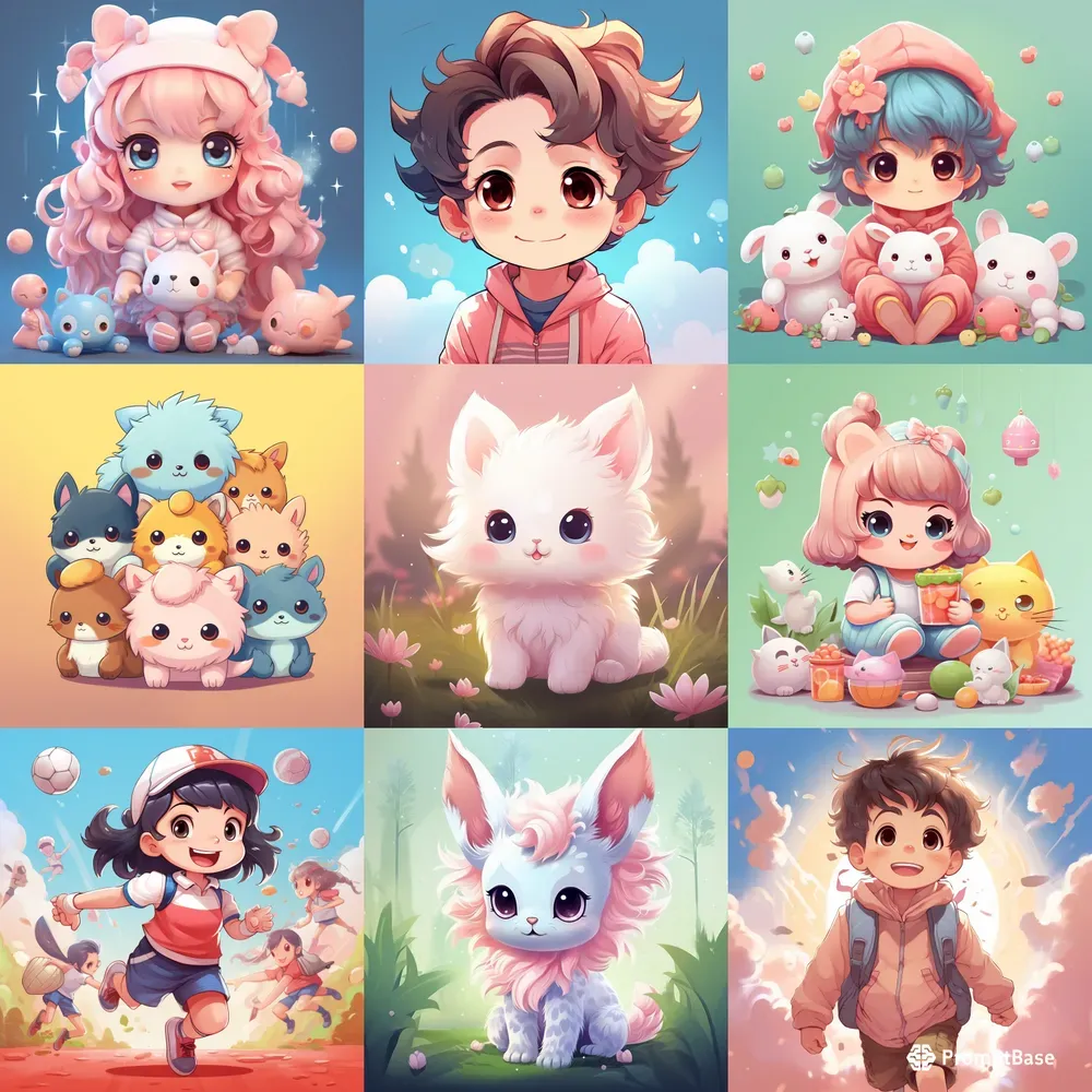 Kawaii Manga Pastel Characters Midjourney Prompt | PromptBase