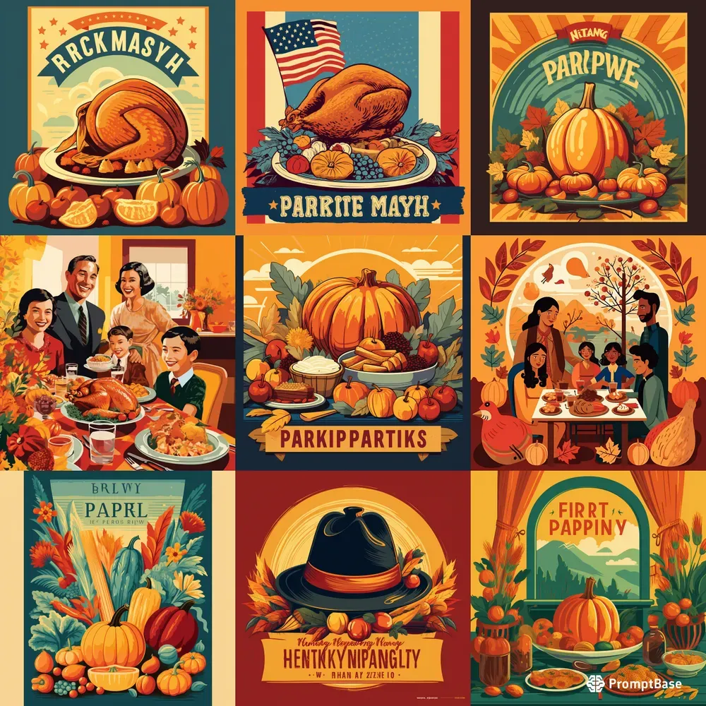 Patriotic Thanksgiving Pop Art Posters Midjourney Prompt | PromptBase