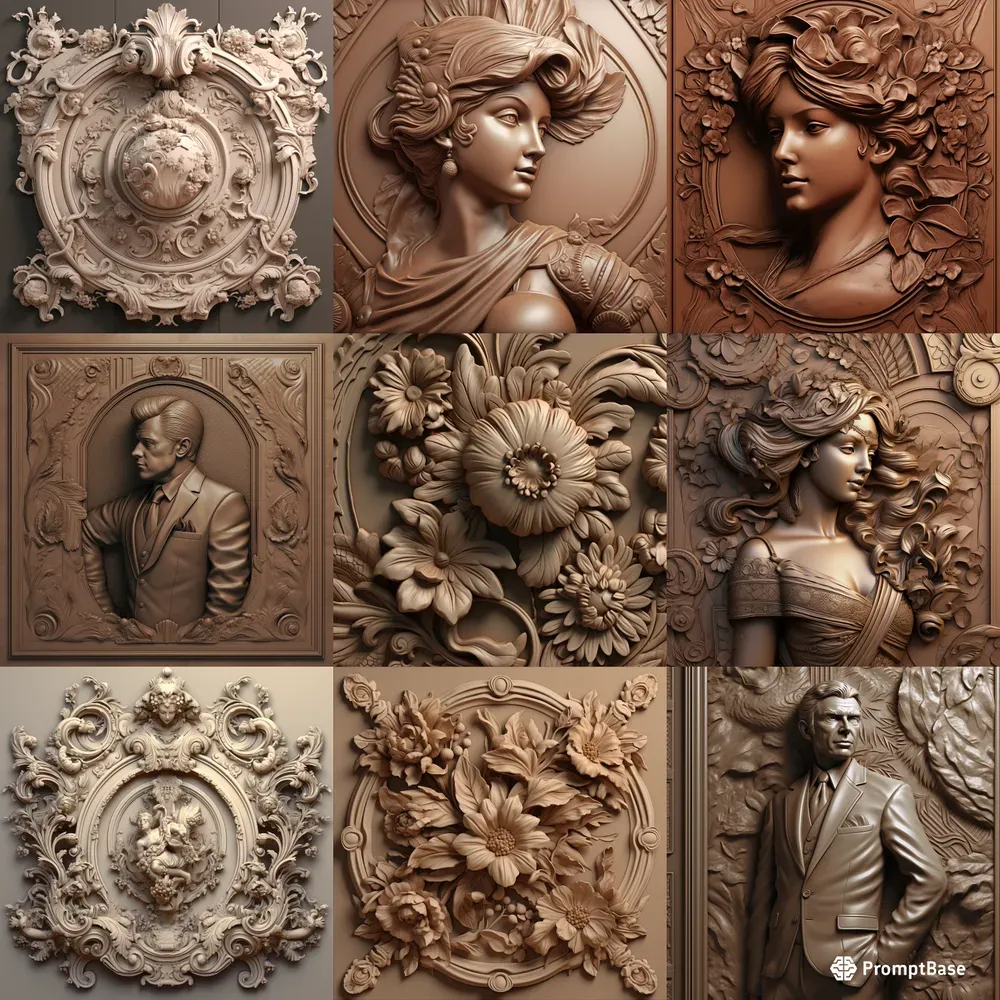 Bas Relief Style Illustrations Midjourney Prompt | PromptBase
