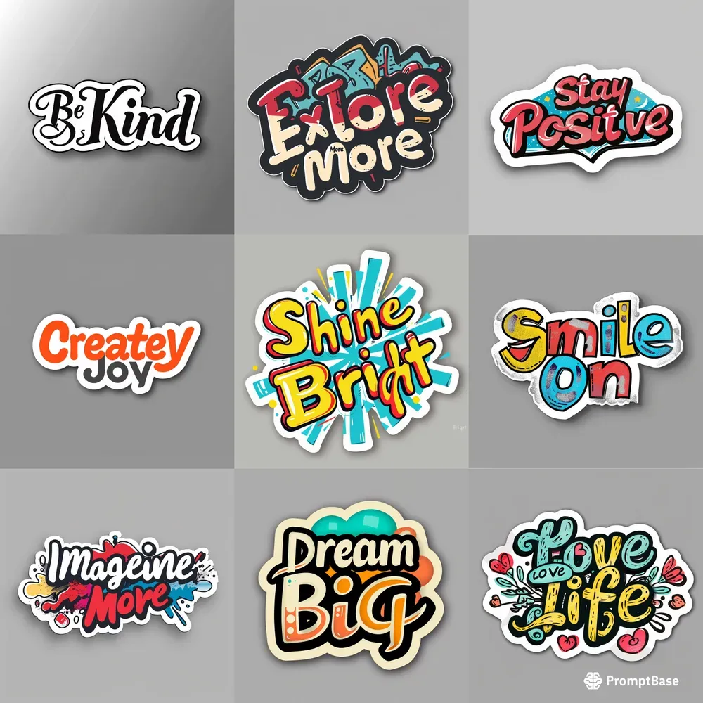 Text Sticker Motivation Quotes Designs Midjourney Prompt | PromptBase