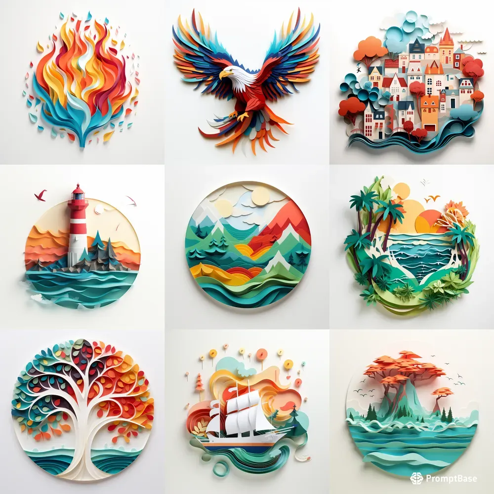 Cool Stylish Paper Cut Layered Logos Midjourney Prompt | PromptBase
