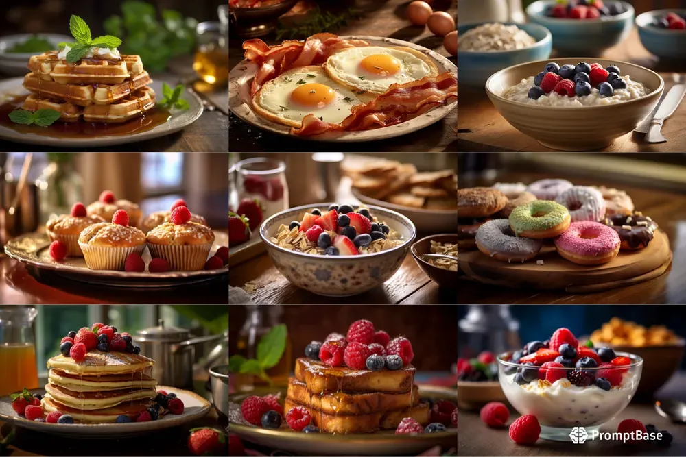 Breakfast Food Photography Midjourney Prompt | PromptBase