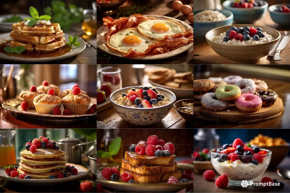 Breakfast Food Photography Midjourney Prompt | PromptBase