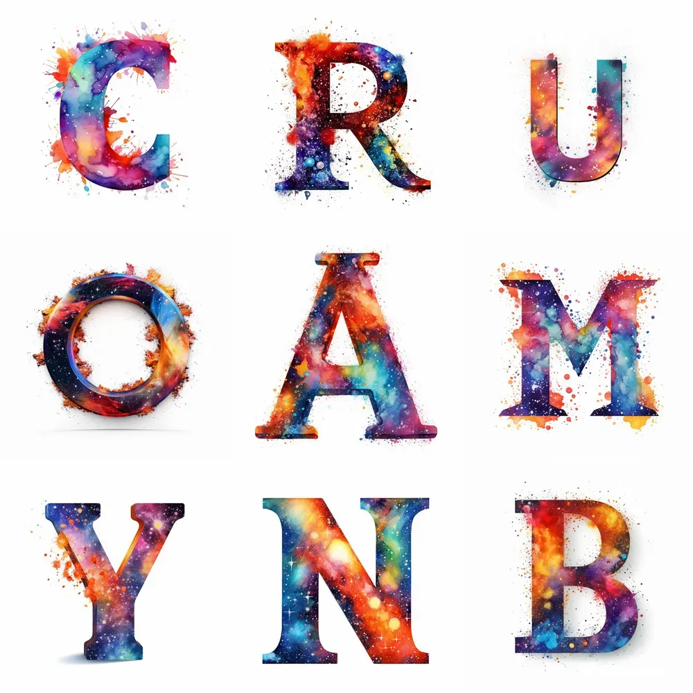 Cosmic Colorful Letters Midjourney Prompt | PromptBase