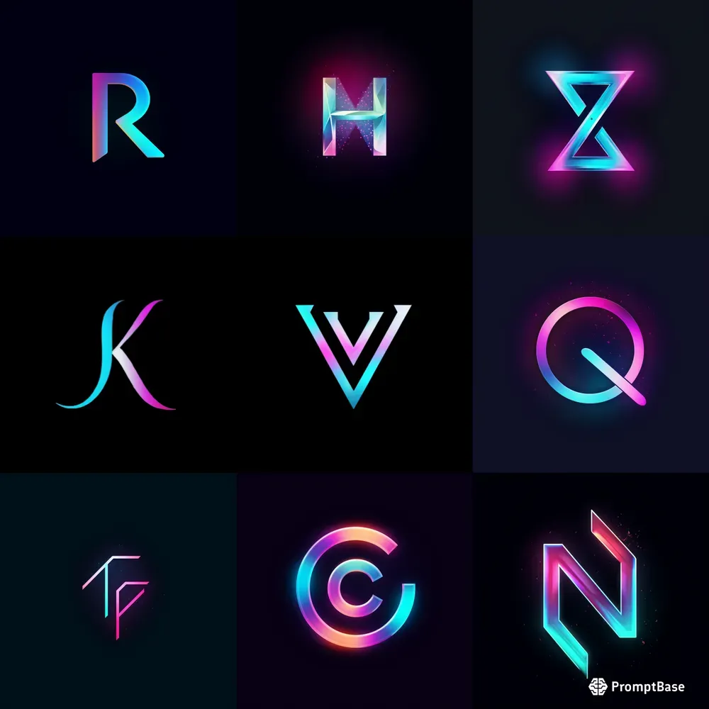 Neon Monogram Logos Midjourney Prompt | PromptBase