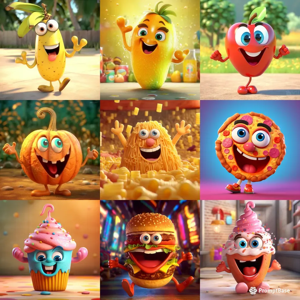 Pixar Disney Food Character Design Midjourney Prompt | PromptBase