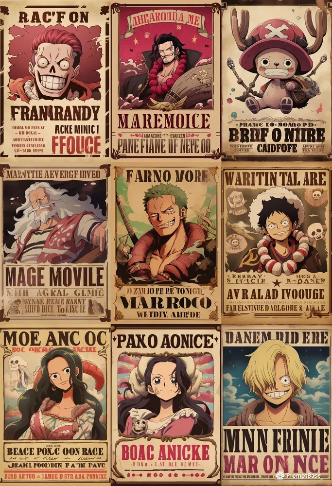 Wanted Marine Posters By One Piece Midjourney Prompt | PromptBase