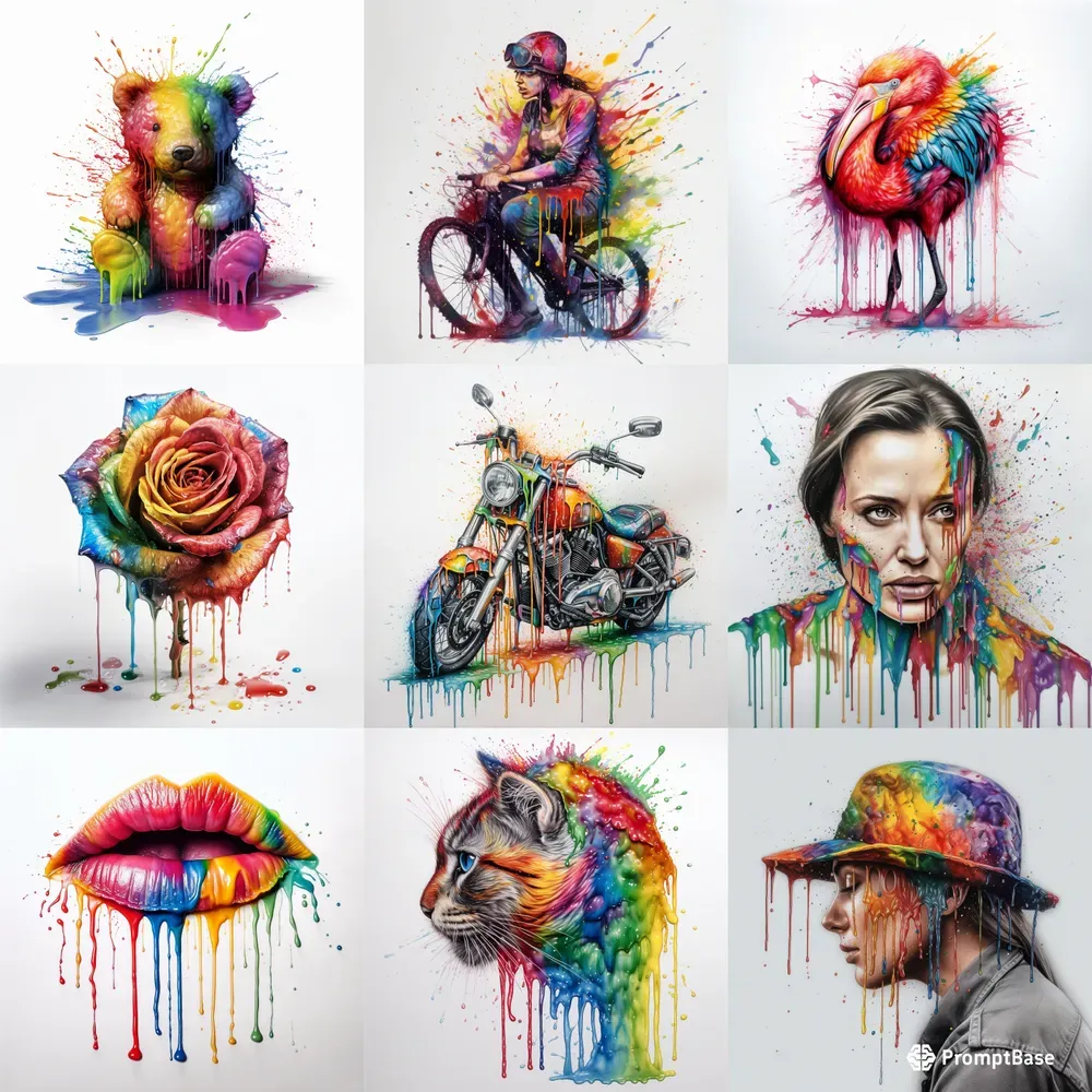 Detailed Rainbow Dripping Drawings Midjourney Prompt | PromptBase