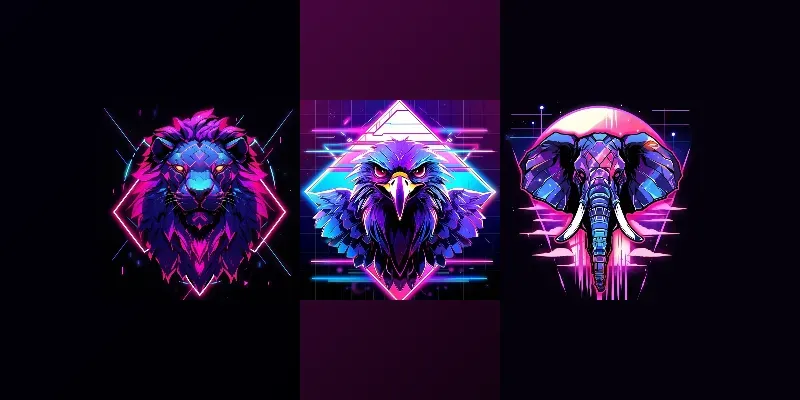 Animals Synthwave Artworks Midjourney Prompt | PromptBase