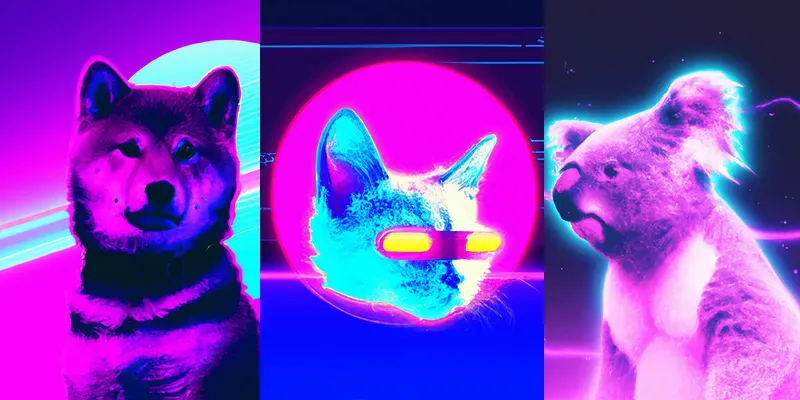 Retro Synthwave Animals DALL·E Prompt | PromptBase