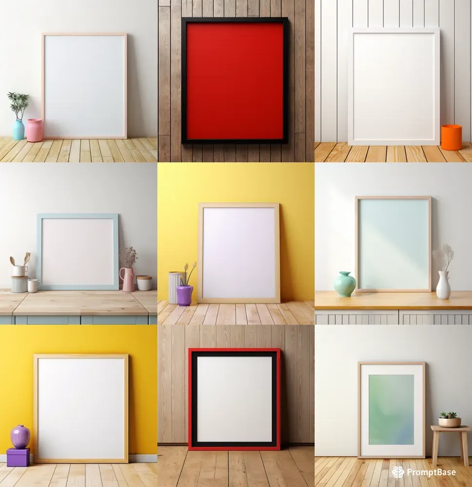 Wood Square Frame Mockups Midjourney Prompt Promptbase