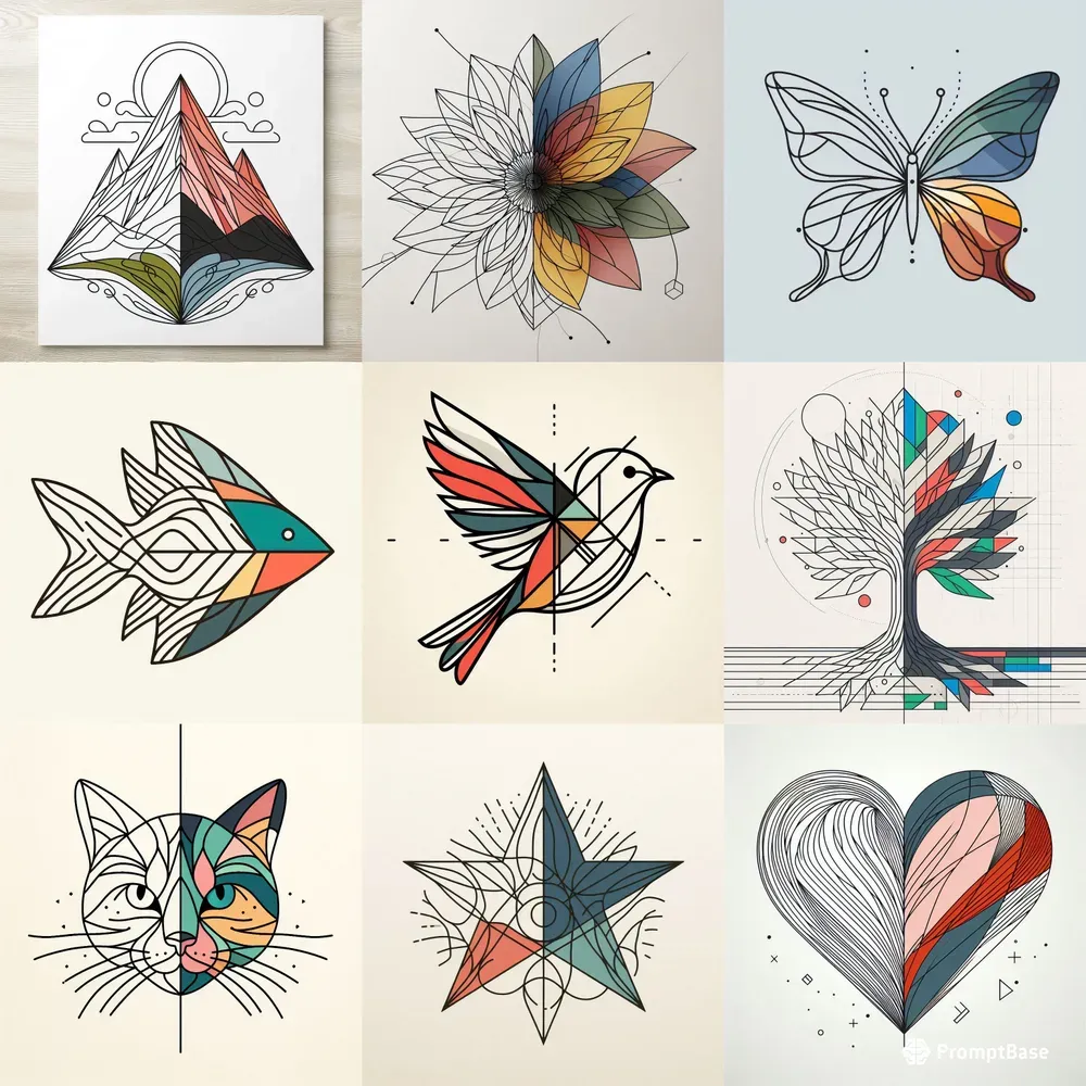 Oneline Symmetry Logo Designs DALL·E Prompt | PromptBase