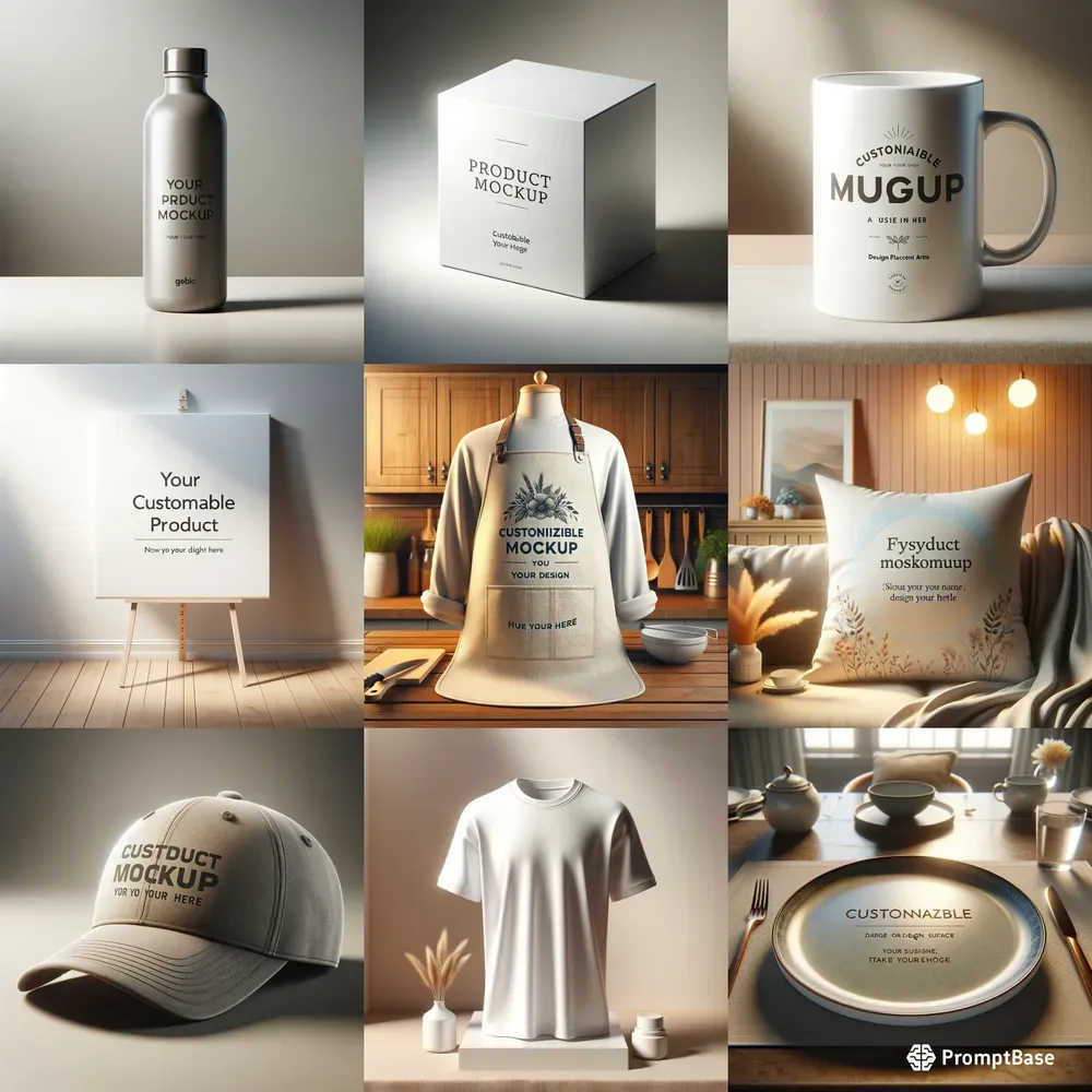 Customizable Realistic Product Mockups DALL·E Prompt | PromptBase