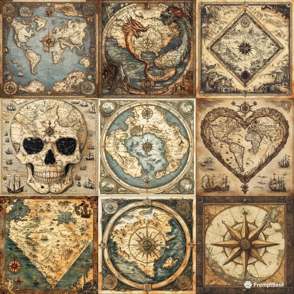 Legendary Maps Illustrations Midjourney Prompt | PromptBase