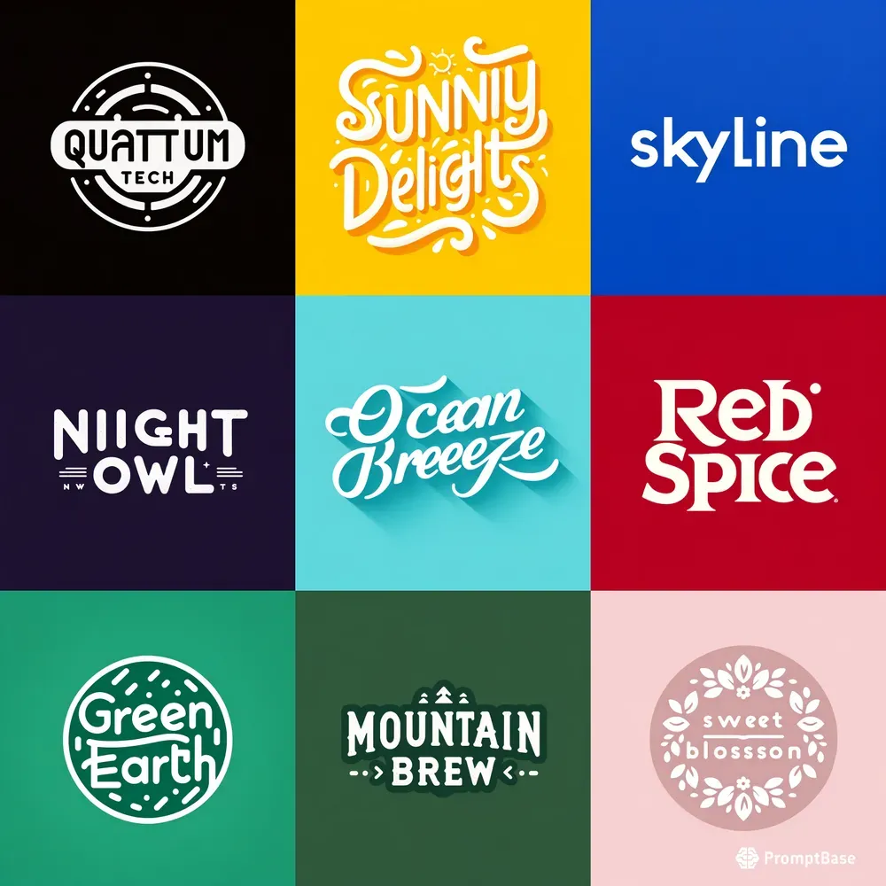 White Text Logos On Solid Colors DALL·E Prompt | PromptBase