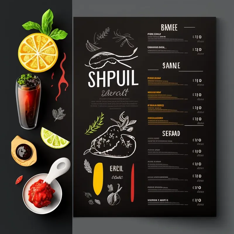 Professional Menu Mockups Midjourney Prompt | PromptBase