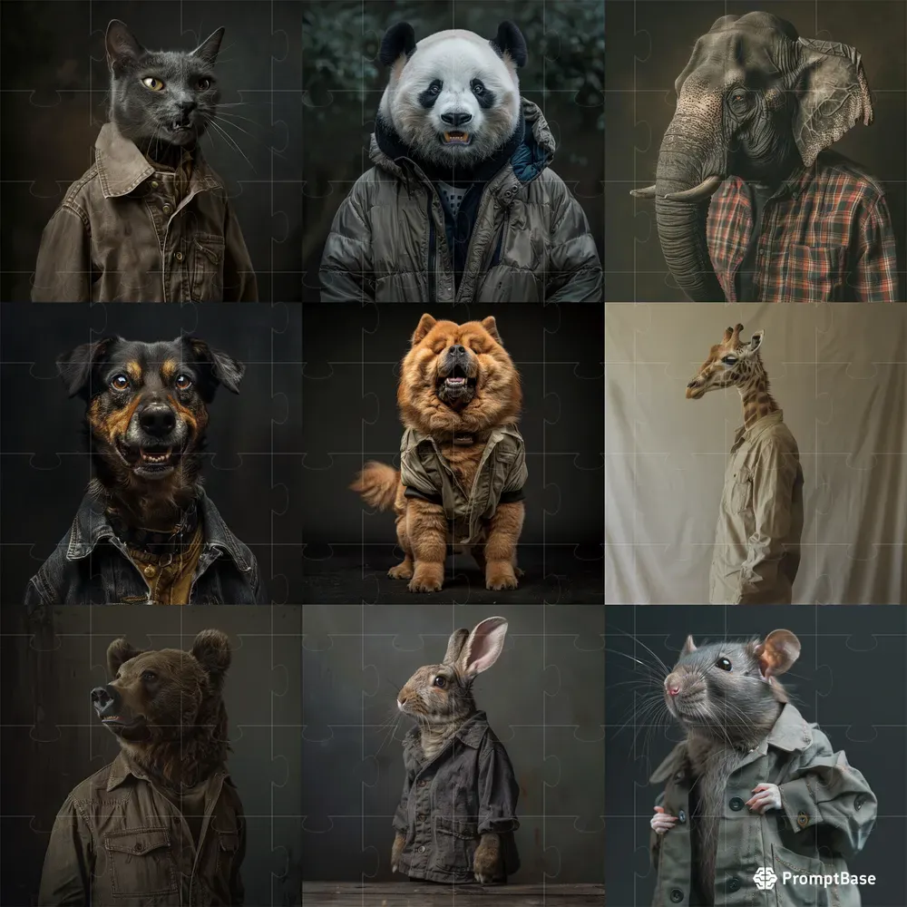 Full Body Animals Standing Midjourney Prompt | PromptBase