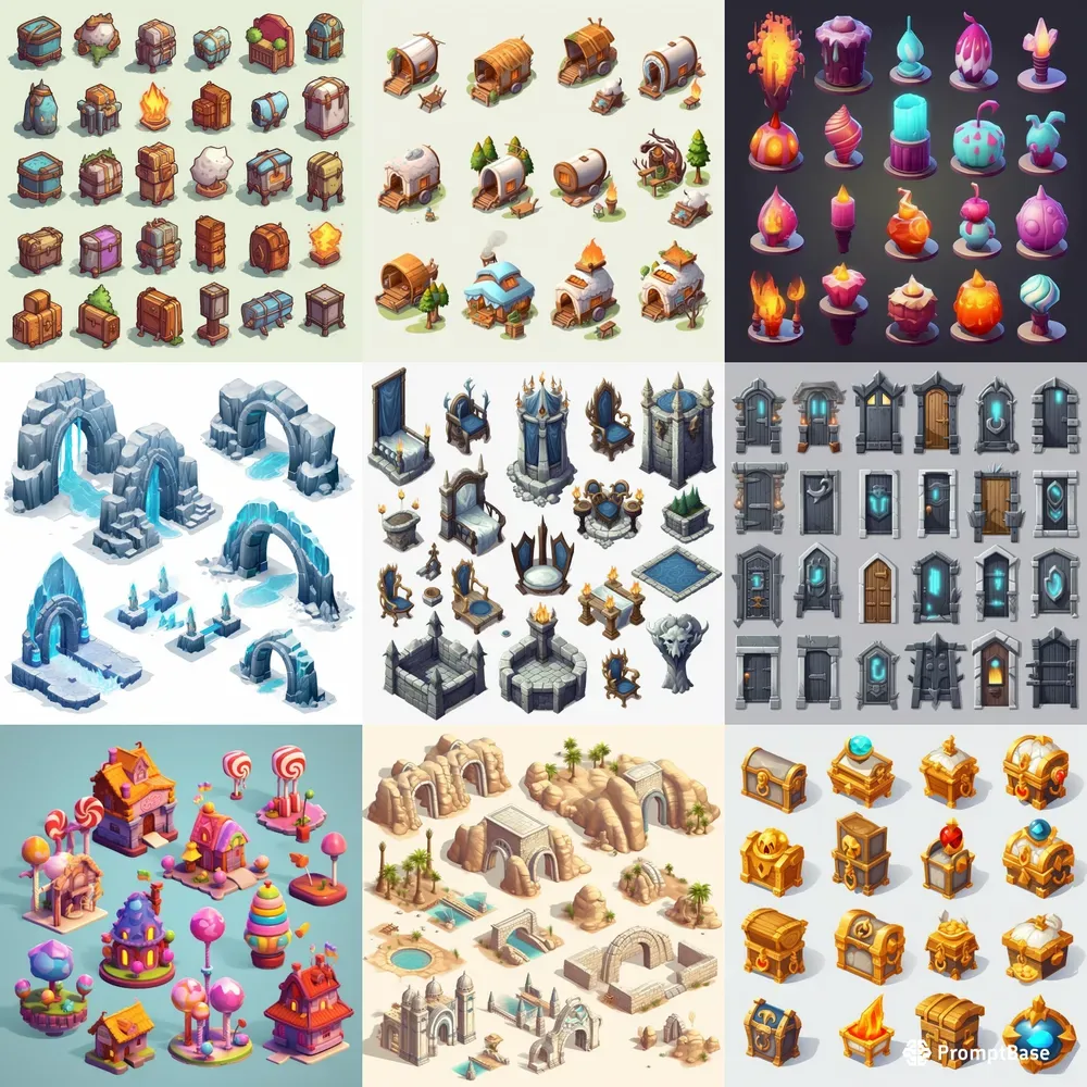 Fantasy Isometric Assets Midjourney Prompt | PromptBase