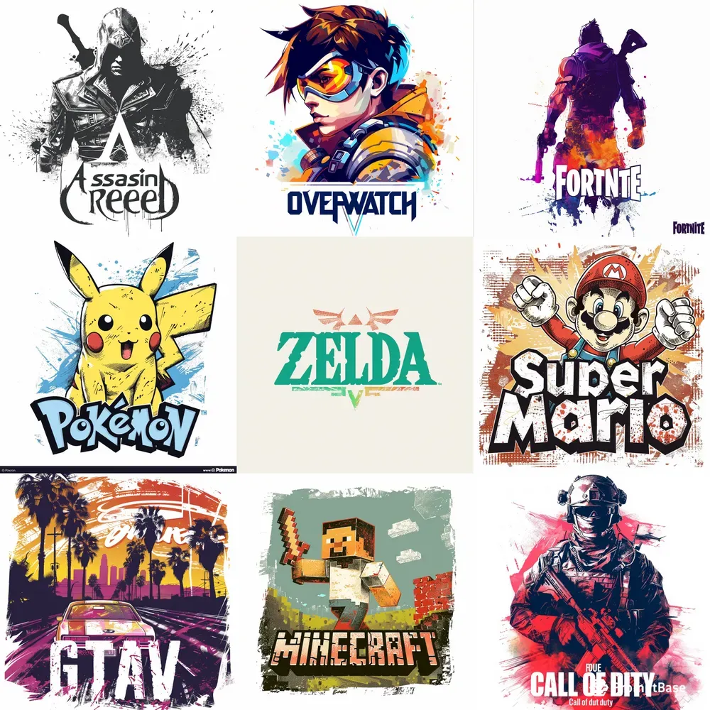 Videogame Text Tshirt Designs Midjourney Prompt | PromptBase