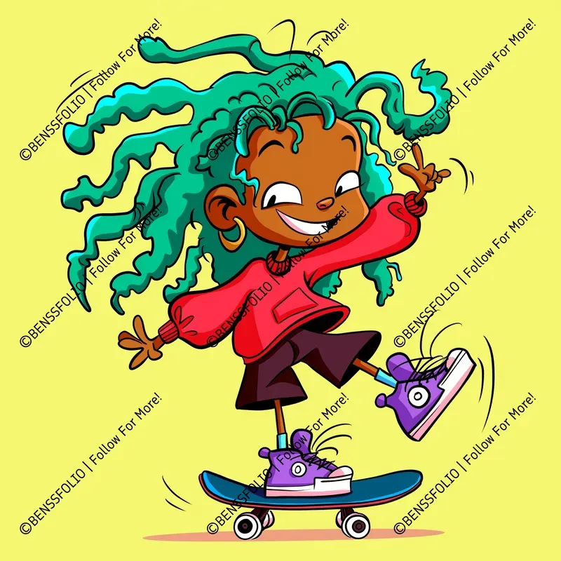 Vibrant Cartoon Characters Illustrations Midjourney Prompt | PromptBase